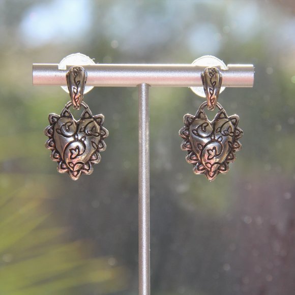 Brighton | Jewelry | Vintage Brighton Puffed Heart Dangle Earrings ...